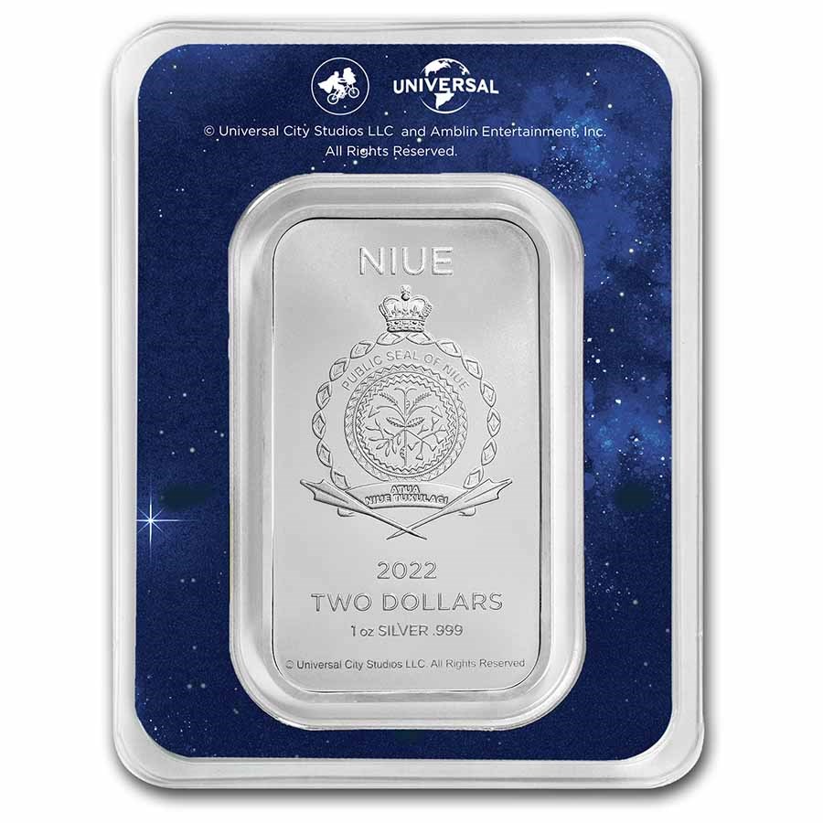 1oz E.T. Movie Poster Colorized Silver Bar in Assay - 2022 - Royal Bull