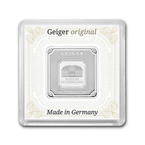 10gram Geiger Silver Bar in Assay - Royal Bull