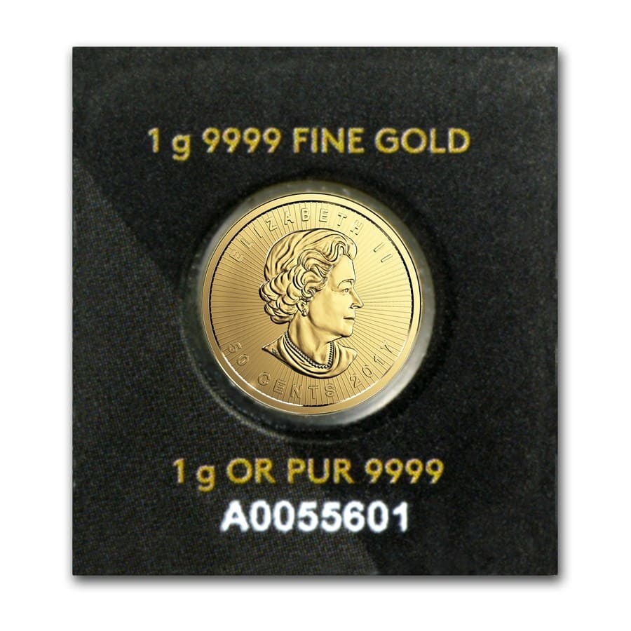 1gram Gold Maple Leaf Coin - Random Year - Royal Bull